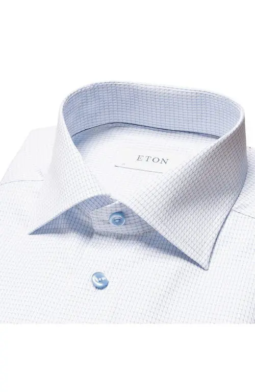 Eton Contemporary Fit Microcheck Organic Cotton Dress Shirt