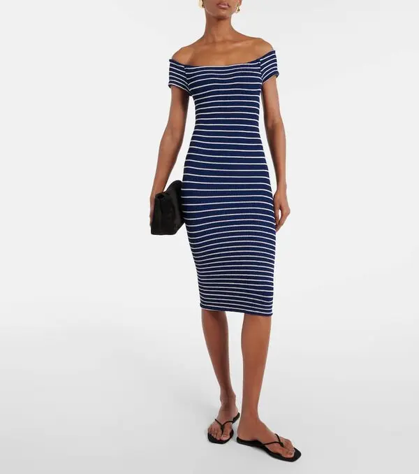 Hunza G Grace Striped Midi Dress