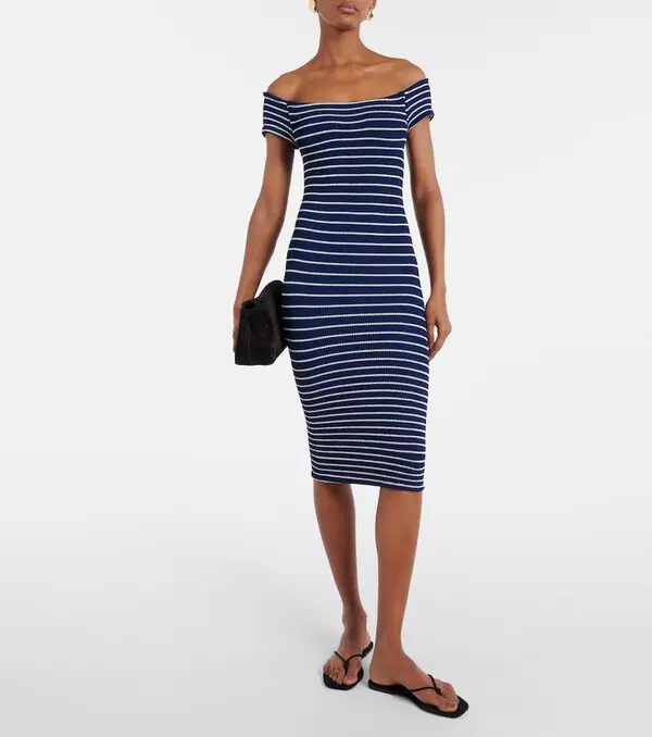Hunza G Grace Striped Midi Dress