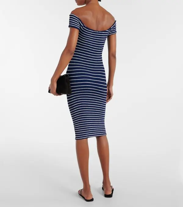 Hunza G Grace Striped Midi Dress