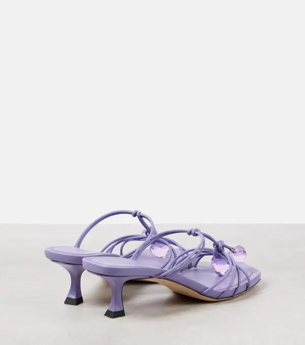 JIMMY CHOO Jemma 50 Embellished Leather Mules - Pink