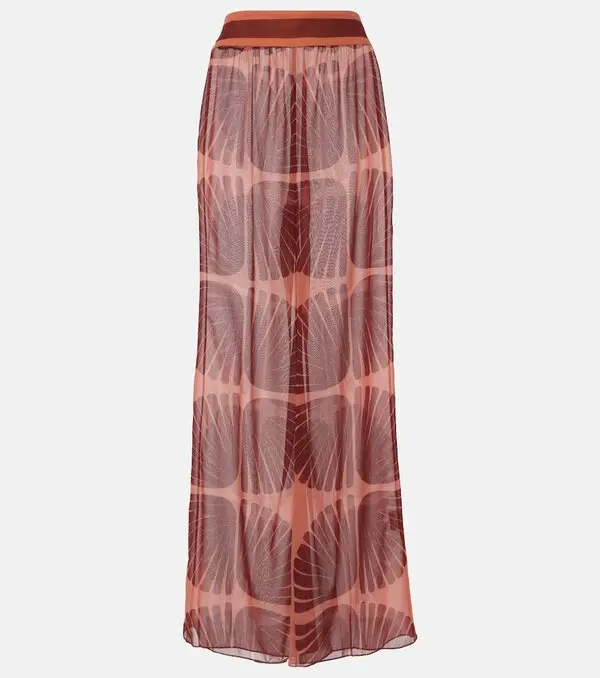 Johanna Ortiz Printed Georgette Wide-leg Pants - Brown