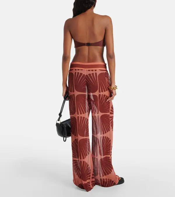 Johanna Ortiz Printed Georgette Wide-leg Pants - Brown