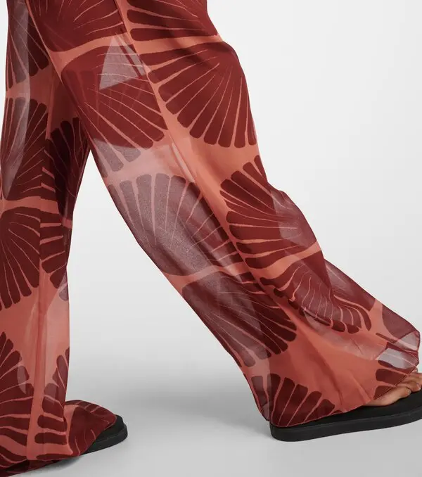 Johanna Ortiz Printed Georgette Wide-leg Pants - Brown