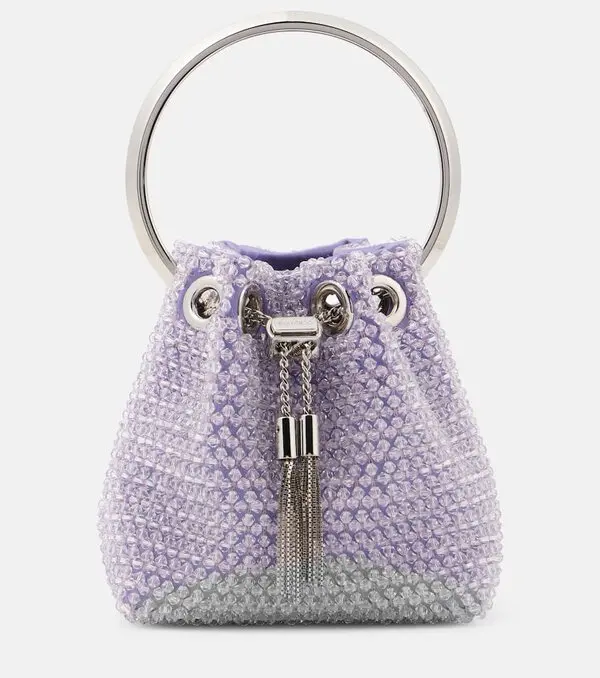 JIMMY CHOO Bon Bon Micro Embellished Bucket Bag - Purple
