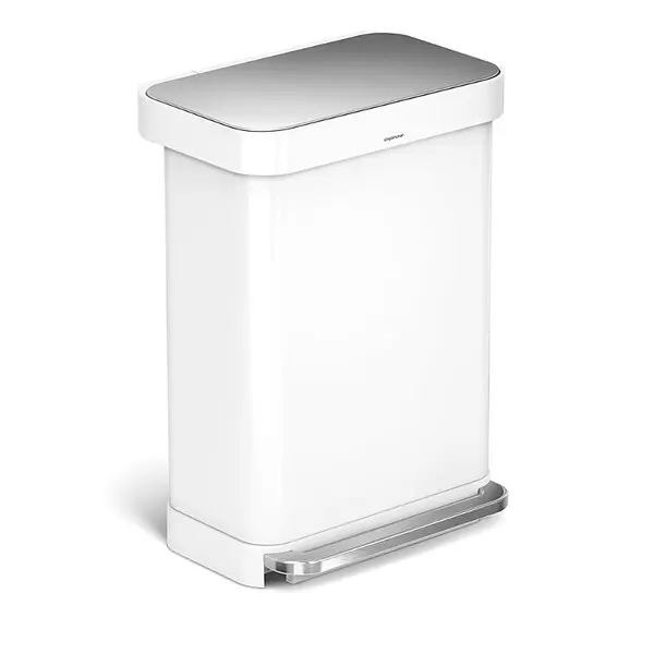SIMPLEHUMAN 55 Liter Rectangular Liner Rim Kitchen Trash Can With Liner Pocket