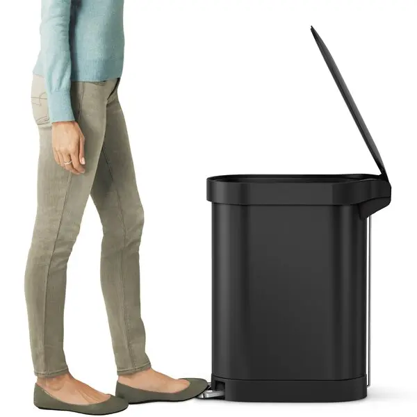 SIMPLEHUMAN 45 Liter Slim Kitchen Trash Can With Liner Pocket
