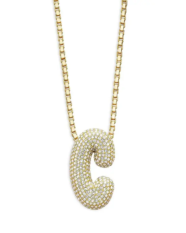Baublebar Pave Bubble Initial Pendant Necklace
