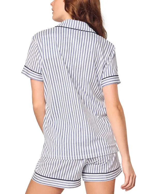 PETITE PLUME French Ticking Pima Pajama Shorts Set - Navy
