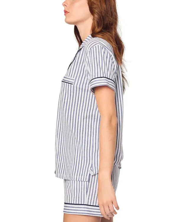 PETITE PLUME French Ticking Pima Pajama Shorts Set - Navy