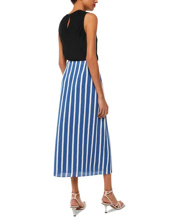 Whistles Crinkle Stripe Midi Skirt