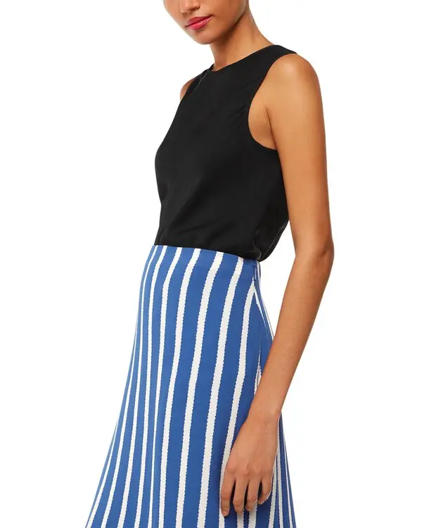 Whistles Crinkle Stripe Midi Skirt
