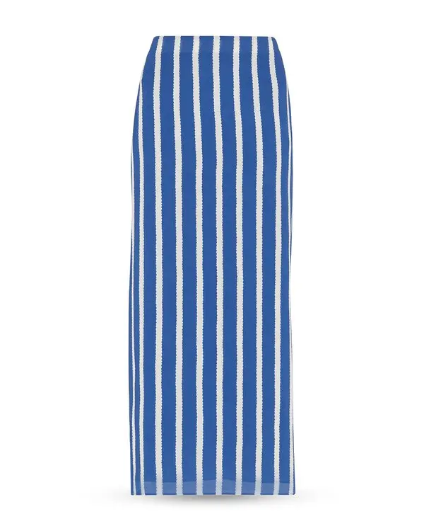 Whistles Crinkle Stripe Midi Skirt