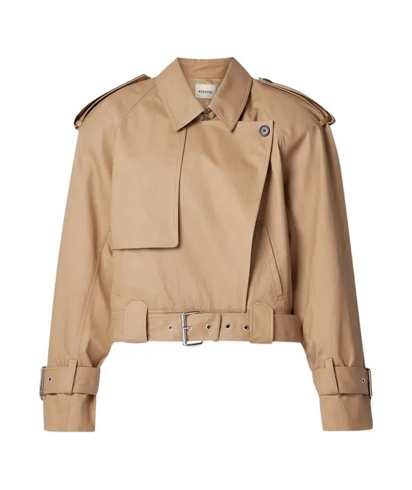 Khaite Hammond Cropped Belted Cotton-blend Twill Trench Coat