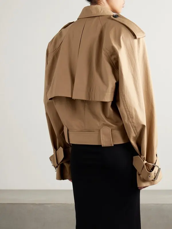 Khaite Hammond Cropped Belted Cotton-blend Twill Trench Coat
