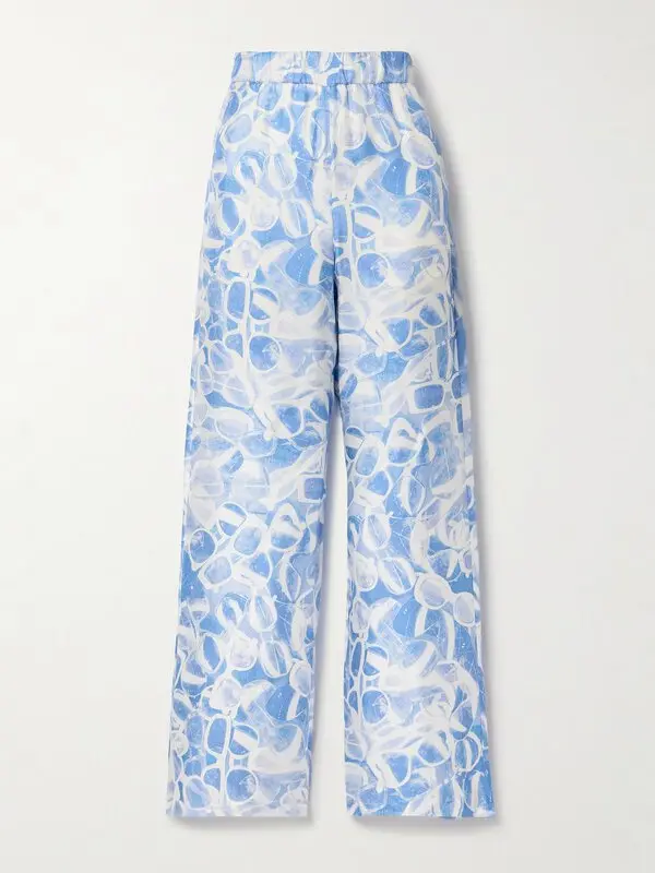 Stella McCartney Printed Silk-charmeuse Wide-leg Pants