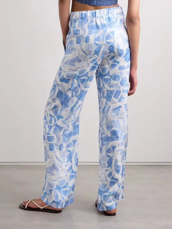 Stella McCartney Printed Silk-charmeuse Wide-leg Pants