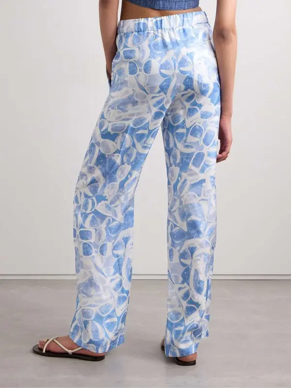 Stella McCartney Printed Silk-charmeuse Wide-leg Pants