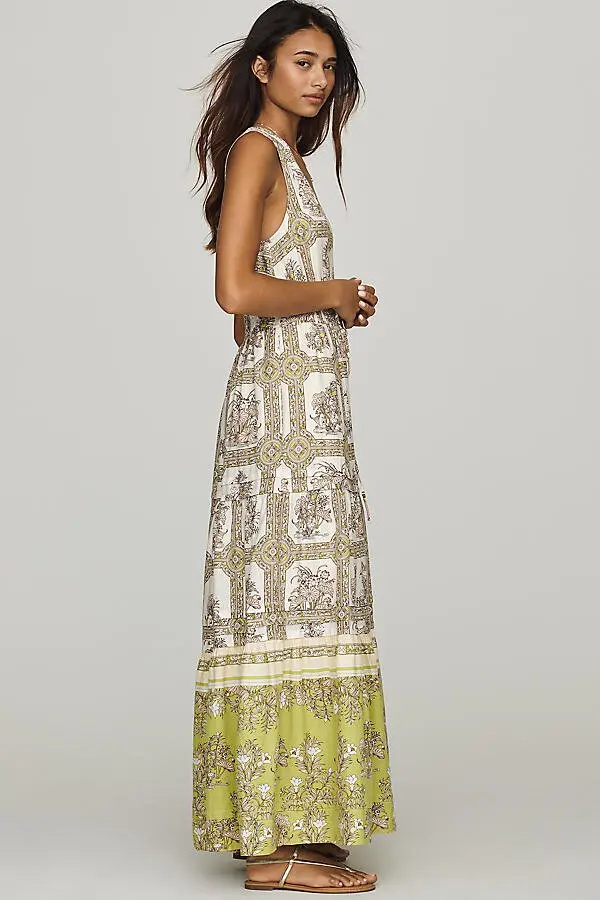 THE SOMERSET COLLECTION BY ANTHROPOLOGIE The Somerset Collection Sleeveless Maxi Dress - Green Pattern