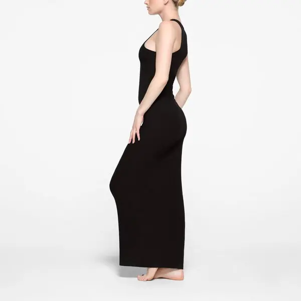 skims mesh long tank dress SMOOTH LAYERS CUT OUT LONG DRESS | OBSIDIAN