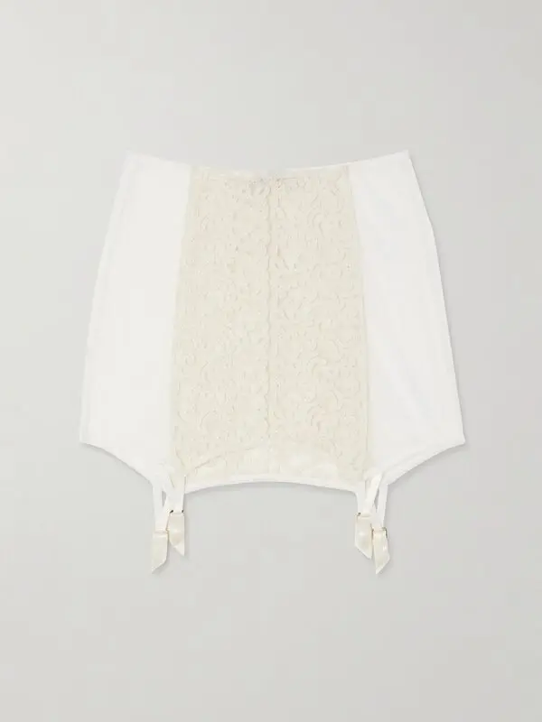 Kiki De Montparnasse Lola Silk-blend Satin-trimmed Embroidered Tulle Garter Skirt - Ivory