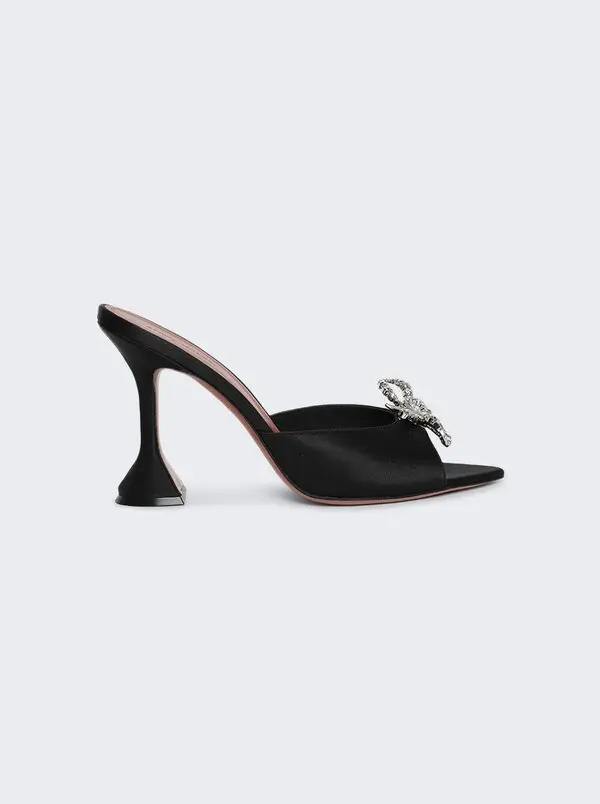 Amina Muaddi Rosie Satin Slipper Sandals - Black