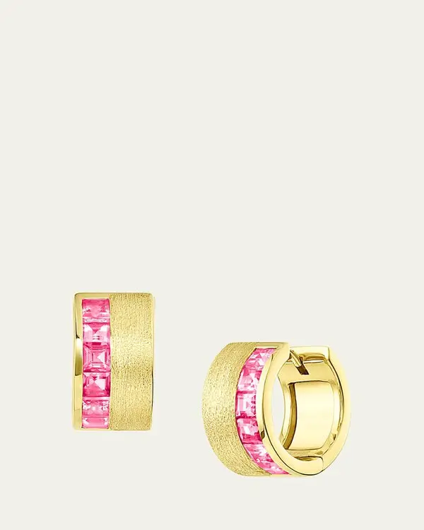 JENNIFER DEMORO 18k Pink Sapphire Huggie Earrings - Gold