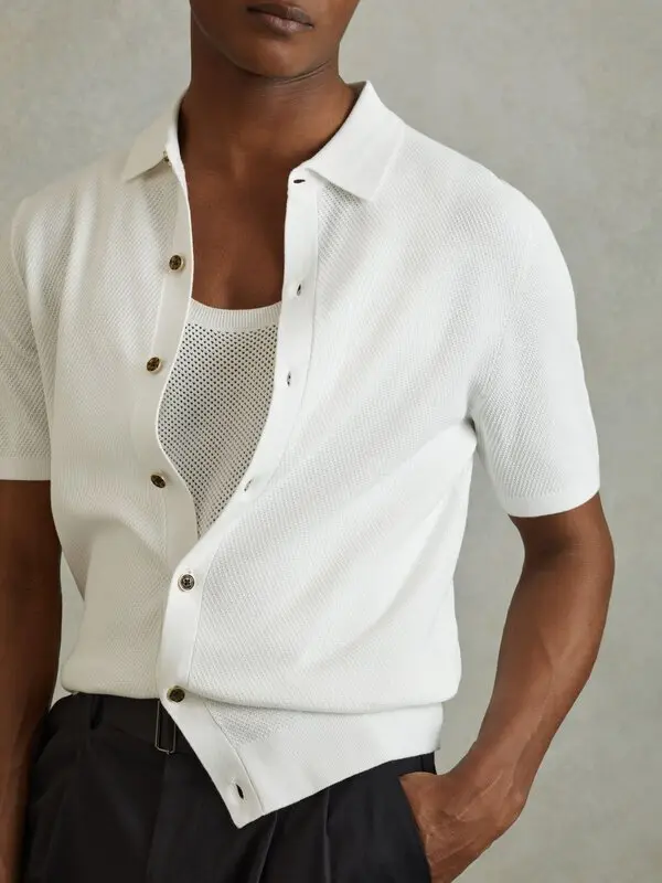 REISS Bravo Cotton Blend Textured Shirt