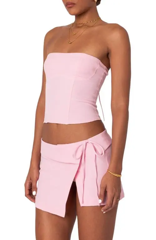 EDIKTED Selena Strapless Corset Top - Pink