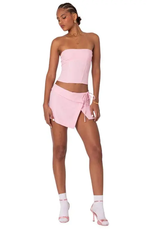 EDIKTED Selena Strapless Corset Top - Pink