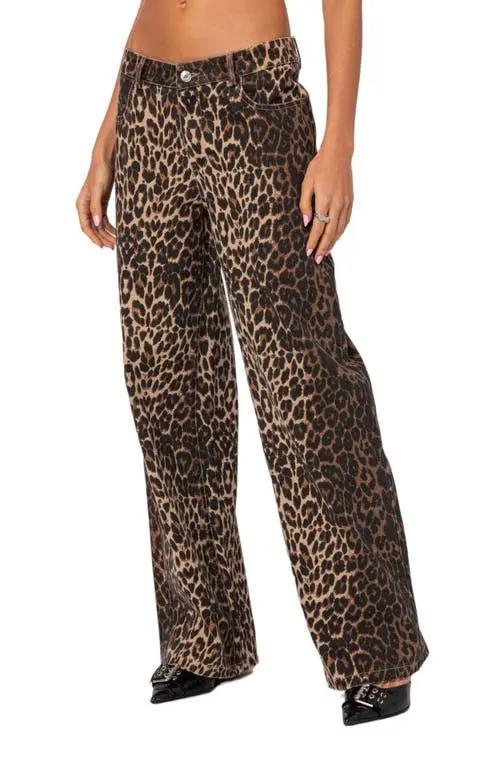 EDIKTED Print Straight Leg Jeans