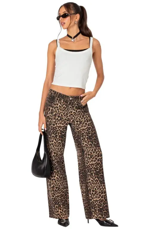 EDIKTED Print Straight Leg Jeans