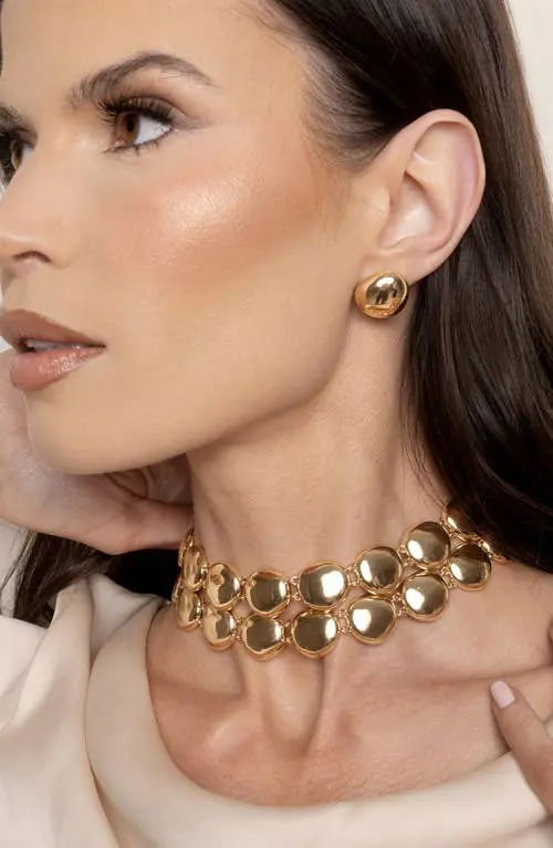 Ettika Polished Pebble Drop Earrings - Gold