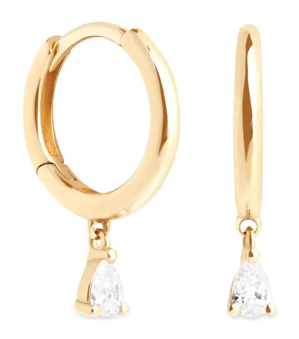 ASTRID & MIYU Yellow Diamond Pear Huggie Hoops - Gold