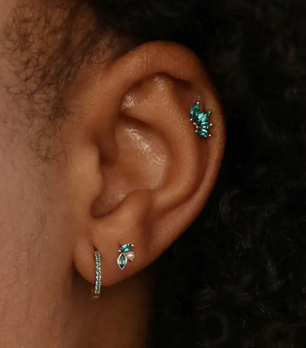 ASTRID & MIYU 14-karat Emerald Hoop Earrings - Gold