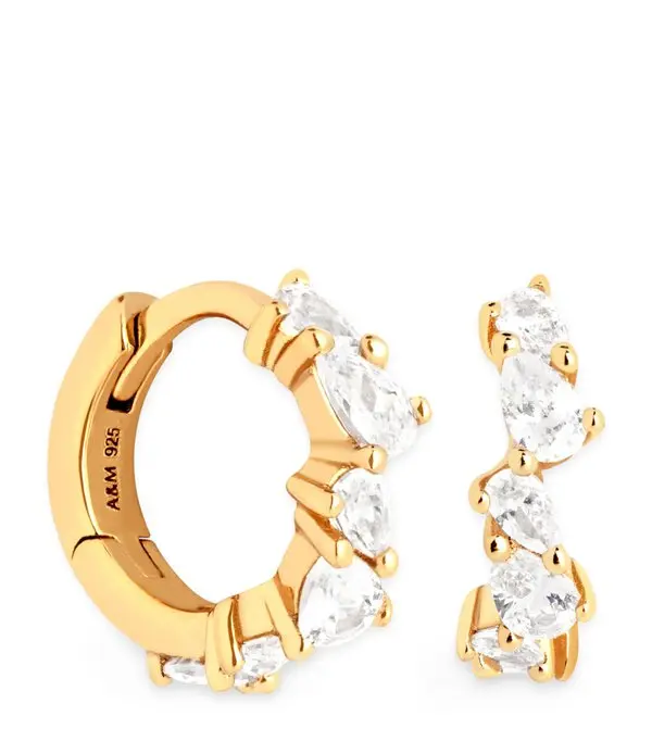 ASTRID & MIYU Plated Crystal Pear Huggie Earrings - Gold