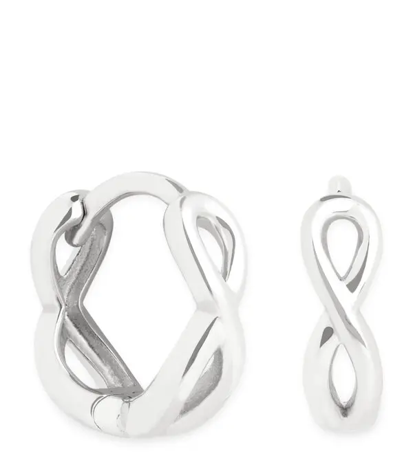 ASTRID & MIYU White Gold Infinity Huggie Earrings - Silver