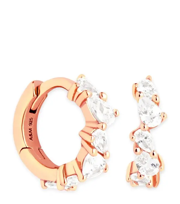 ASTRID & MIYU Plated Crystal Pear Huggie Earrings - Rose Gold