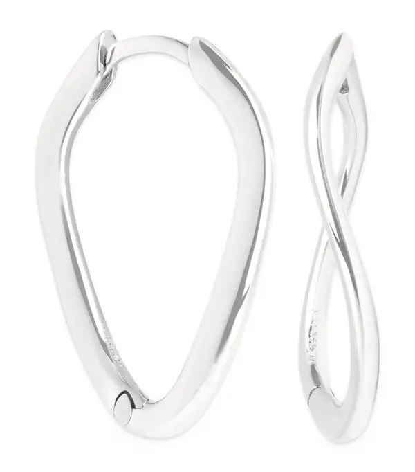 ASTRID & MIYU White Gold Infinity Hoop Earrings - Silver