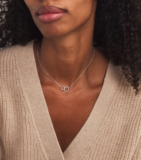 ASTRID & MIYU White Gold And Topaz Orbit Necklace