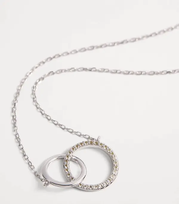 ASTRID & MIYU White Gold And Topaz Orbit Necklace
