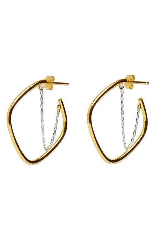 Argento Vivo Square Chain Hoop Earrings - Gold/sil