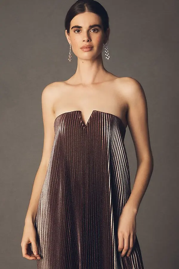 L'IDEE Strapless Maxi Gown - Chocolate
