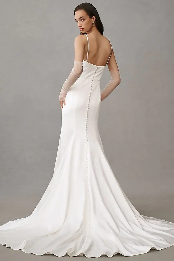 Jenny Yoo Ronnie Fitted Stretch Satin Gown