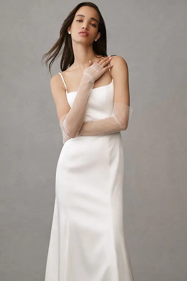 Jenny Yoo Ronnie Fitted Stretch Satin Gown