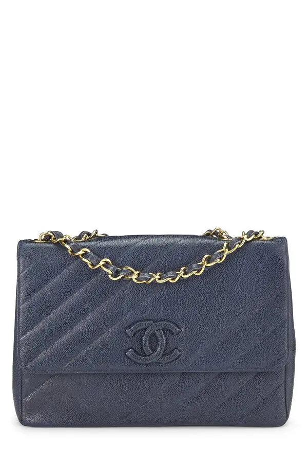 Chanel Caviar Diagonal Quilted Shoulder Bag
