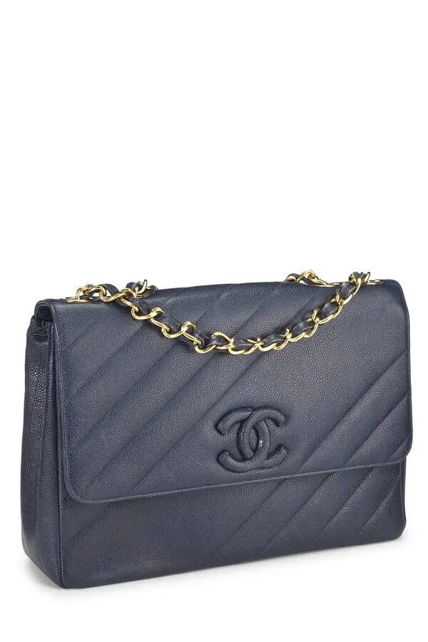 Chanel Caviar Diagonal Quilted Shoulder Bag