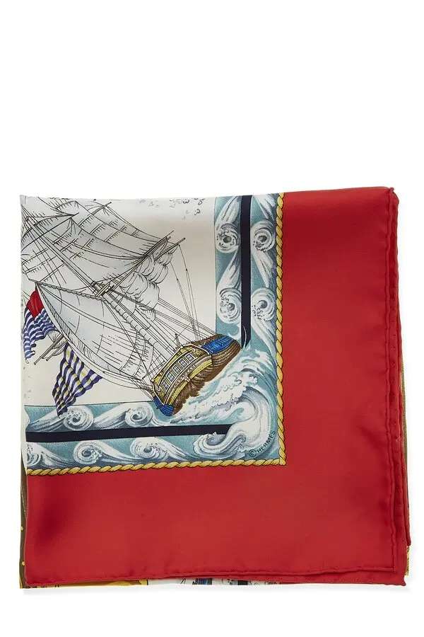 Hermès Multicolor 'vive Le Vent' Silk Scarf 90 - Red