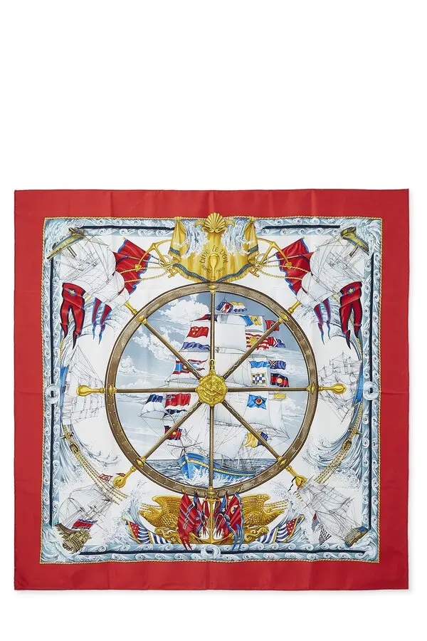 Hermès Multicolor 'vive Le Vent' Silk Scarf 90 - Red