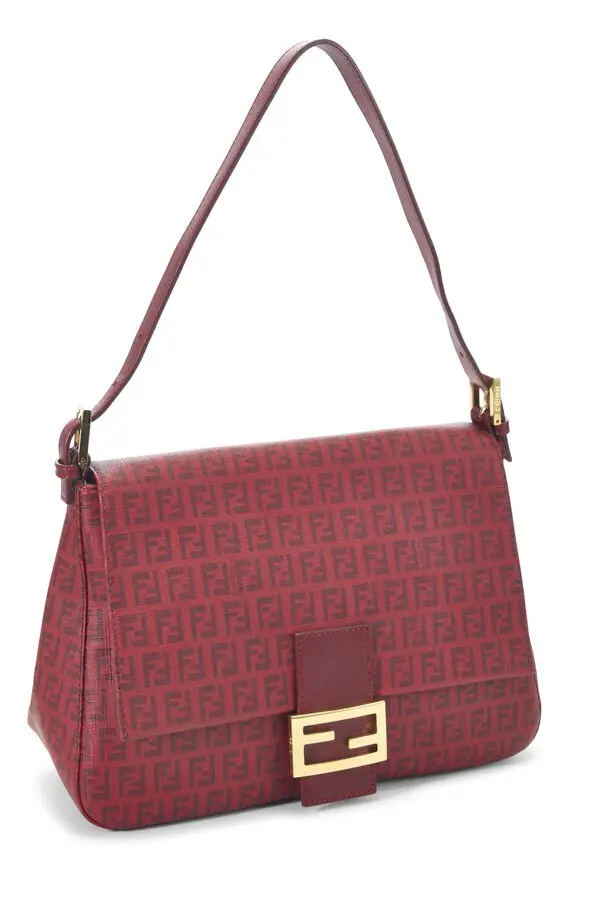 Fendi Zucchino Coated Canvas Bag - Red